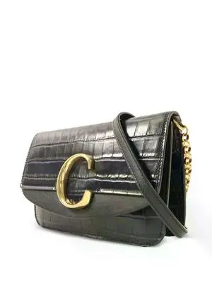 Chloé Navy Crocodile-effect Shoulder Bag - Blue