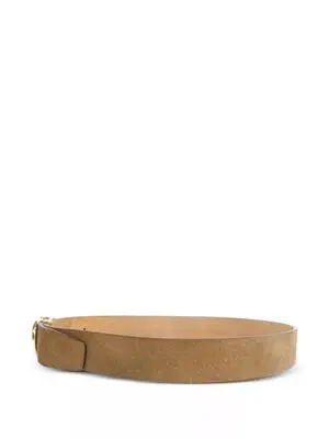 FERRAGAMO Suede Belt With Gancini Buckle - Neutrals