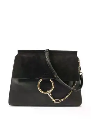 Chloé Faye Shoulder Bag With Ring And Chain Detail - Black