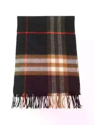 Burberry Check-print Fringed Scarf - Black