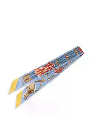 Hermès Twilly Equestrian-print Scarf - Blue