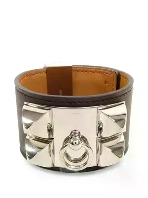 Hermès Collier De Chien Bracelet In Leather And -tone Metal