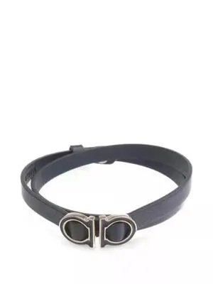 FERRAGAMO Gancini Leather Bracelet - Silver