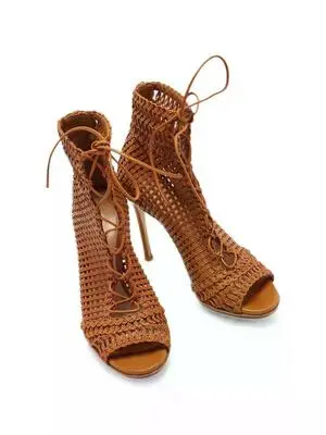 GIANVITO ROSSI Marnie Woven Lace-up Ankle Boots