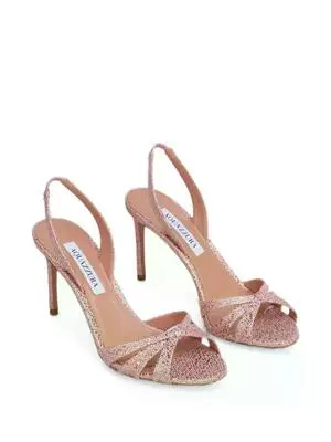 AQUAZZURA Woven Texture Crossover Strap Stiletto Pumps