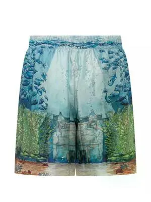 Casablanca Trompe L'oeil Silk Shorts