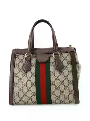 Gucci Ophidia Top Handle Gg Coated Canvas Small Tote Bag - Brown