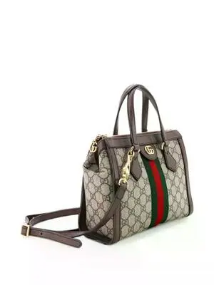 Gucci Ophidia Top Handle Gg Coated Canvas Small Tote Bag - Brown