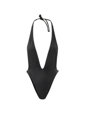 Versace Halterneck Plunge-neck Swimsuit - Black