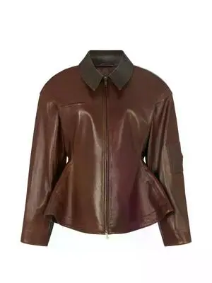 DUCIE Bernadette Peplum Calf Leather Jacket