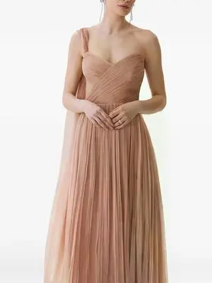 FRAMBOISE Giza Draped Silk Maxi Dress