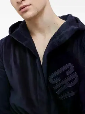 CR7 CRISTIANO RONALDO Hooded Gown With Logo Patch - Blue