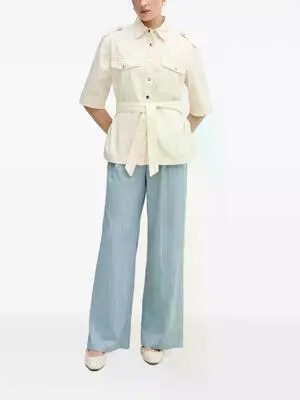 GAUDI Pinstripe Drawstring Wide-leg Trousers