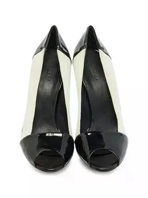 Gucci Patent Leather Peep Toe Stiletto Pumps