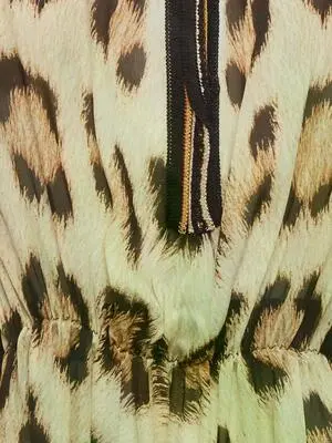 Roberto Cavalli Leopard Print V-neck Kaftan Blouse