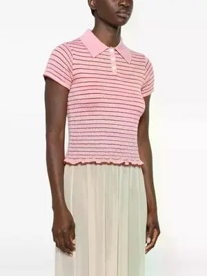 Guest In Residence Striped Pattern Polo Shirt - Pink