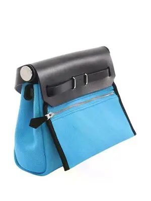 Hermès Herbag Zip 20 Crossbody Bag In Military Toile And Vache Hunter - Blue