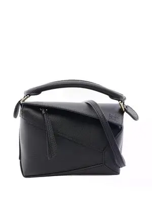 Loewe Mini Calfskin Puzzle Edge Satchel - Black