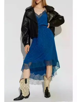 Zadig&Voltaire Overseas Silk Lace Trim Graphic Print Skirt