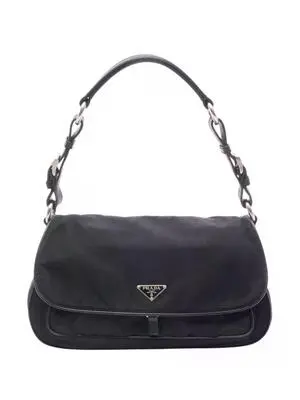 Prada Saffiano Trimmed Tessuto Shoulder Bag