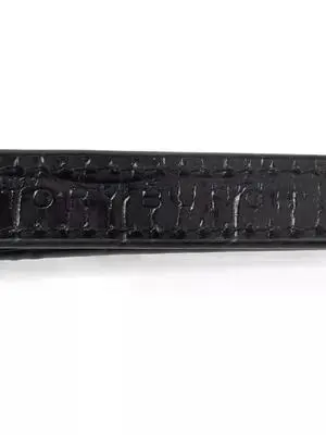 Tory Burch Crocodile-embossed Leather Belt With Mirror Fob Charm