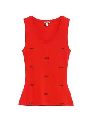Loewe Logo Embroidered Ribbed Knit Tank Top