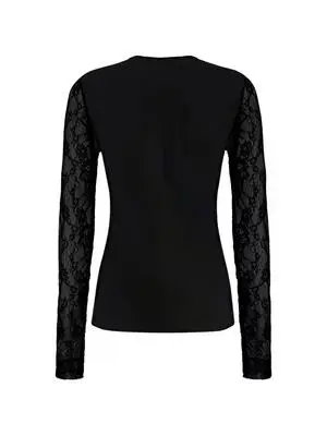 Pinko Lace-sleeve Ribbed Top