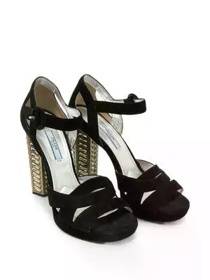 Prada Suede Crystal-embellished Heeled Sandals
