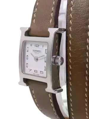 Hermès Heure H 17mm Watch With Dial And Leather Strap - White