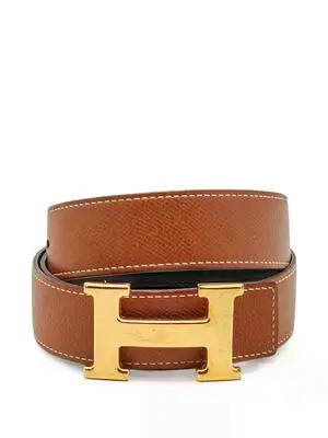 Hermès 1996 H Reversible Leather Belt - Brown