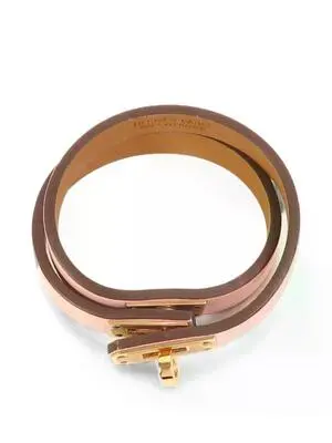 Hermès Mini Kelly Double Tour Bracelet In Calfskin Leather With -plated Hardware - Gold
