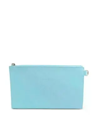 Longchamp Leather Clutch Bag With Silver-tone Hardware