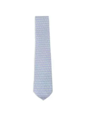 FERRAGAMO Gancini Pattern Tie - Blue