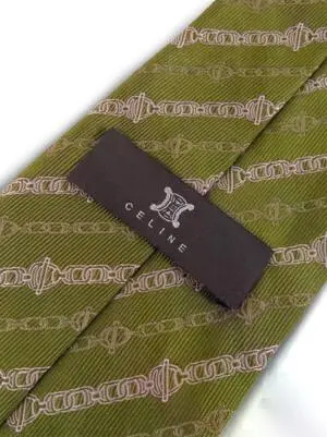Celine Khaki Silk Printed Tie