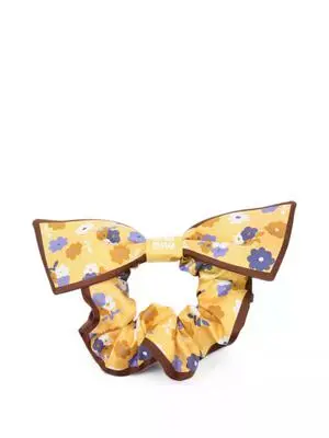 Miu Miu Floral Print Bow Detail Scrunchie - Yellow