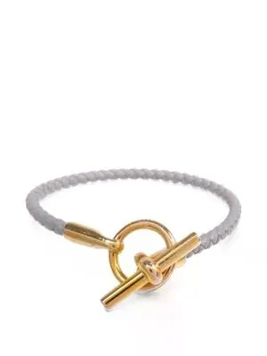 Hermès Glenan Braided Leather Bracelet With Toggle Closure - Gold
