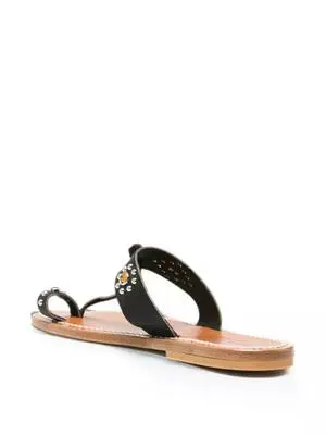 K.JACQUES Embellished Toe-strap Flat Sandals - Black