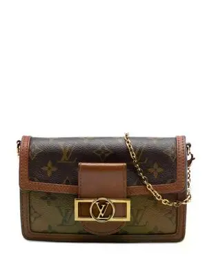LOUIS VUITTON Monogram Reverse Dauphine Wallet On Chain Crossbody Bag - Brown