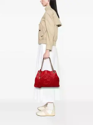 Gucci Soho Chain Tote Bag In Calfskin - Red