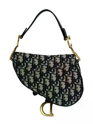 Dior 2010-2026 Mini Oblique Canvas Saddle Bag Satchel - Blue