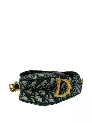 Dior 2010-2026 Mini Oblique Canvas Saddle Bag Satchel - Blue