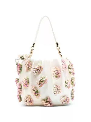 SELF-PORTRAIT Floral Beaded Satin Mini Tote Bag