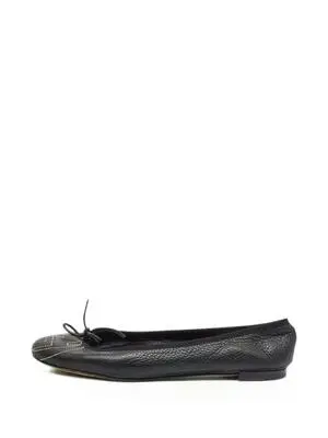 Gucci Leather Interlocking Gg Bow Ballet Flats