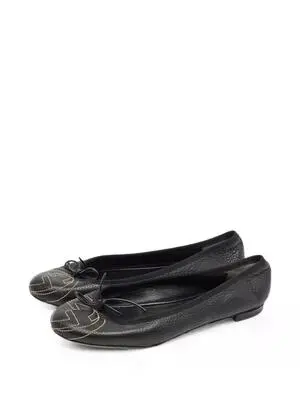 Gucci Leather Interlocking Gg Bow Ballet Flats