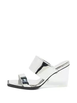 Alexander McQueen Metallic Leather Wedge Sandals