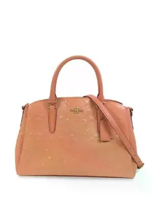 COACH VINTAGE Embossed Logo Pattern Patent Leather Tote Bag