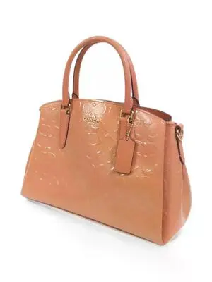COACH VINTAGE Embossed Logo Pattern Patent Leather Tote Bag