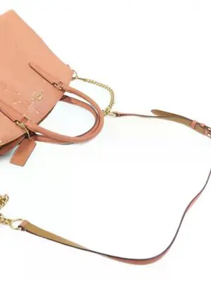 COACH VINTAGE Embossed Logo Pattern Patent Leather Tote Bag