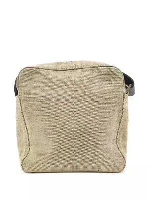 Prada Logo Patch Canvas Shoulder Bag