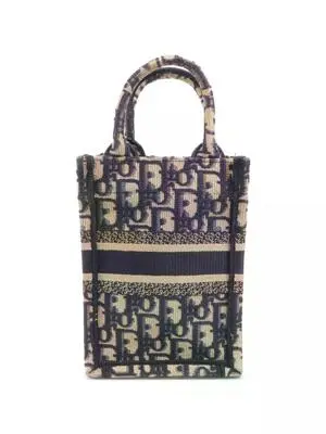 Dior Mini Book Tote Monogram-pattern Tote Bag - Blue